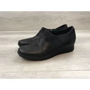 Clarks | Shoes | Clarks Cloudsteppers Caddell Denali Womens Black Wedge ...